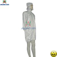 China Anti Bacteria ESD Smock With Hood 10e9 Ohm 50 Washings Cleanroom Garment for sale