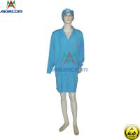 China Anti Bacteria ESD Smock With Hood 10e9 Ohm 50 Washings Cleanroom Garment for sale