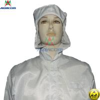 China Anti Bacteria ESD Smock With Hood 10e9 Ohm 50 Washings Cleanroom Garment for sale