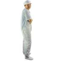 China Stripe Grid ESD Cleanroom Coverall Suit 130g 98% Cotton Antistatic Smock for Electronics Factory for sale