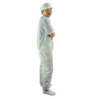 China Stripe Grid ESD Cleanroom Coverall Suit 130g 98% Cotton Antistatic Smock for Electronics Factory for sale