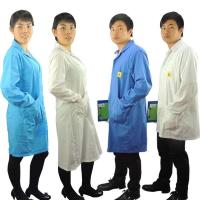China Cleanroom Lab Blue White Static Dissipative ESD Smock for sale