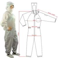 China ESD Cleanroom Coverall with Cap and Mask 98% Polyester 2% Conductive Carbon Fiber EN 61340-5-1 for sale