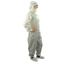 China 130G ESD Smock Cleanroom Coverall with Cap Mask Antistatic Polyester 98% Conductive Carbon Fiber for sale