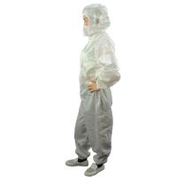 China 130G ESD Smock Cleanroom Coverall with Cap Mask Antistatic Polyester 98% Conductive Carbon Fiber for sale