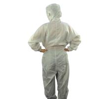 China 130G ESD Smock Cleanroom Coverall with Cap Mask Antistatic Polyester 98% Conductive Carbon Fiber for sale