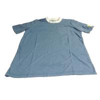 China Light Blue 96% Polyester 5mm Strip Short Sleeve ESD Smock for sale