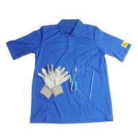 China EN 61340 ESD T Shirt with Antistatic PU Coated Gloves 10E6-8 Ohm Surface Resistance for sale