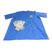China EN 61340 ESD T Shirt with Antistatic PU Coated Gloves 10E6-8 Ohm Surface Resistance for sale
