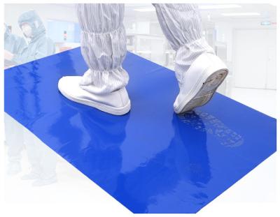 China Disposable PE Cleanroom Sticky Mat 30 or 60 Layers Blue White Grey for Dust Control for sale
