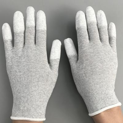 China ESD Antistatic Safety Gloves PU Palm Coated Nylon Carbon Fiber 106-108 Ohm S-XXL for sale