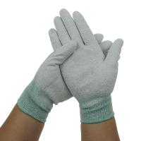 China PU Coated Nylon Carbon Fiber ESD Antistatic Gloves Surface Resistance 10E6-8 Ohm for sale