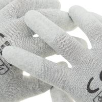 China PU Coated Nylon Carbon Fiber ESD Antistatic Gloves Surface Resistance 10E6-8 Ohm for sale
