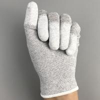 China CE White Grey Lint Free 22.5cm ESD Antistatic Gloves PU Coated Carbon Fiber for sale