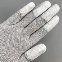 China CE White Grey Lint Free 22.5cm ESD Antistatic Gloves PU Coated Carbon Fiber for sale