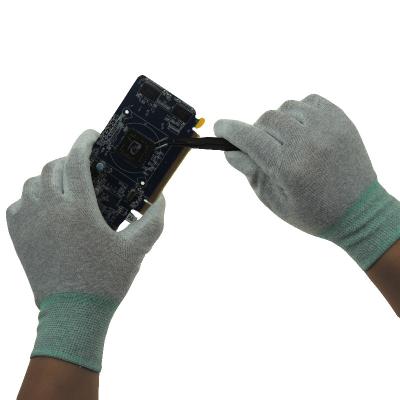 China White Cleanroom Antistatic Nylon ESD PU Palm Gloves for sale
