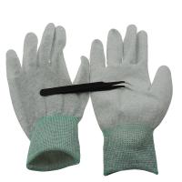 China White Cleanroom Antistatic Nylon ESD PU Palm Gloves for sale