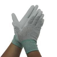 China White Cleanroom Antistatic Nylon ESD PU Palm Gloves for sale