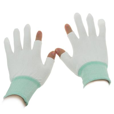 China ESD Nylon Knitted PU Coated Finger Palm Fit Gloves 10g Surface Resistance 10^6-10^9 for sale