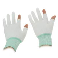 China ESD Nylon Knitted PU Coated Finger Palm Fit Gloves 10g Surface Resistance 10^6-10^9 for sale