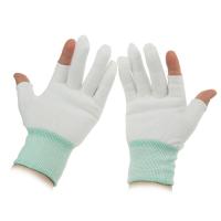 China ESD Nylon Knitted PU Coated Finger Palm Fit Gloves 10g Surface Resistance 10^6-10^9 for sale