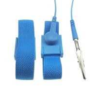 China PA6 Plastic Buckle ESD Wrist Strap 4mm Snap Conductive Fiber 1.8m Coil Cord for sale