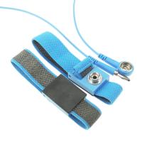 China PA6 Plastic Buckle ESD Wrist Strap 4mm Snap Conductive Fiber 1.8m Coil Cord for sale