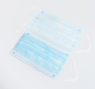 China Disposable 3 Ply Face Mask 17.5x9.5cm Blue with High BFE PFE Antibacterial Meltblown Filter for sale