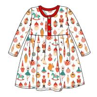 China Baby Girls Christmas Red Frock A-Line Dress 100% Cotton 0-24M Custom Color for sale
