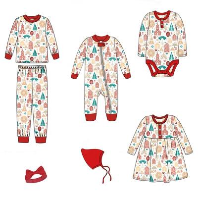 China 100% Cotton Kids Christmas Pajamas Set Custom Size Girls Boys Cartoon Sleepwear Baby Romper for sale