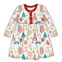 China Baby Girls Christmas Santa Claus Dress 100% Cotton Kids Holiday Outfit 0-24M for sale