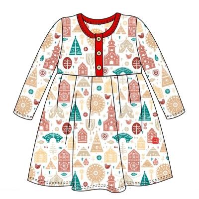 China Baby Girls Christmas Santa Claus Dress 100% Cotton Kids Holiday Outfit 0-24M for sale
