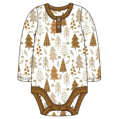 China Christmas Infant Baby Romper Bodysuit Tree Printing 100% Cotton Custom Size for sale