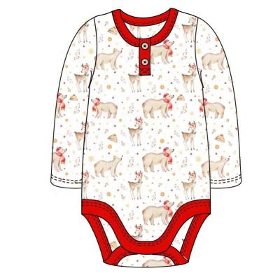 China Custom Newborn Toddler Christmas Bodysuit 100% Cotton Long Sleeve Jumpsuit Baby Romper for sale