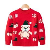 China Custom 100% Cotton Christmas Knitted Crew Neck Sweater for Kids Girls Boys for sale