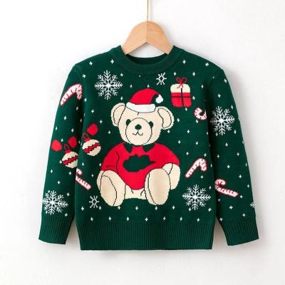 China Winter Christmas Baby Knitted Sweater 100% Cotton Kids Jumper Warm Pullover Custom Size for sale