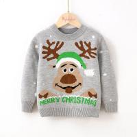 China Custom 100% Cotton Kids Christmas Pullover Sweater Long Sleeve Cartoon Knit for Boys Girls for sale