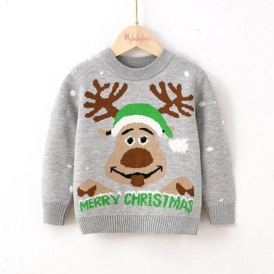 China Custom 100% Cotton Kids Christmas Pullover Sweater Long Sleeve Cartoon Knit for Boys Girls for sale