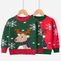 China 100% Cotton Kids Christmas Sweater Pullover Custom Size Winter Knitwear for Toddler Girls for sale