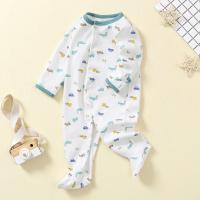 China Custom Newborn Baby Girl Romper 100% Cotton Long Sleeve Snap Button Onesie 0-24M for sale