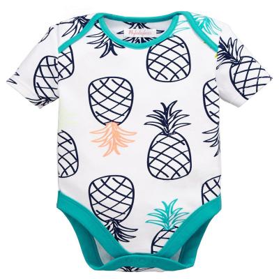 China Custom Printed Baby Romper 100% Cotton Short Sleeve Summer Jumpsuit 0-24M for sale