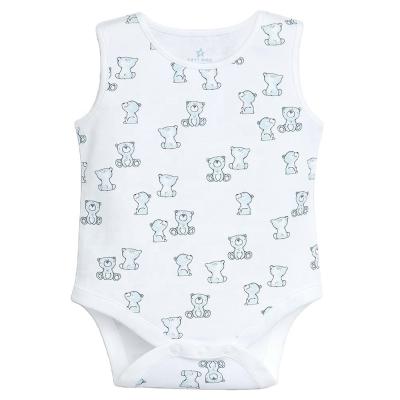 China Unisex 100% Cotton Custom Print Sleeveless Baby Romper Summer 0-24M for sale