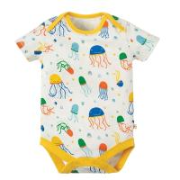 China Unisex 100% Cotton Custom Print Short Sleeve Baby Romper Summer 0-24M for sale