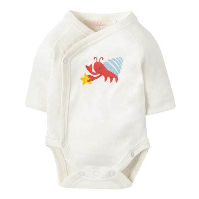 China Custom Embroidery Organic Cotton Baby Long Sleeve Rompers 0-24M Newborn Knitted Bodysuit for sale