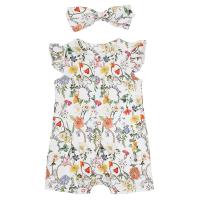 China 2pcs Baby Romper Set 100% Cotton Organic Jumpsuit Summer Floral Print Bodysuit 0-24M for sale