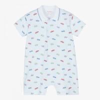 China 100% Cotton Baby Romper Polo Collar Bodysuit Custom Printed Newborn Boys Summer Clothes 0-24M for sale