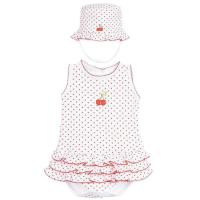 China 100% Cotton Baby Romper Bodysuit with Hat Love Print Cherry Embroidery 0-24M for sale