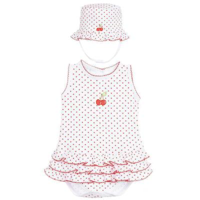 China 100% Cotton Baby Romper Bodysuit with Hat Love Print Cherry Embroidery 0-24M for sale