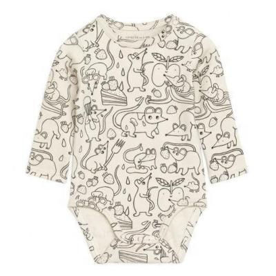 China 100% Cotton Baby Romper Long Sleeve Printed Jumpsuit Custom Logo Unisex Bodysuit 0-24M for sale