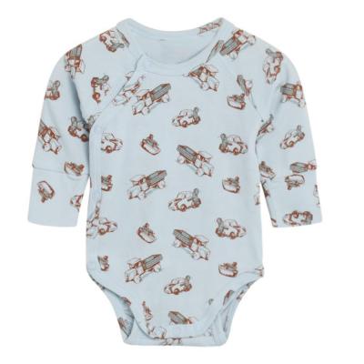 China 100% Cotton Organic Baby Romper Unisex Long Sleeve Bodysuit 0-24M Custom Print for sale